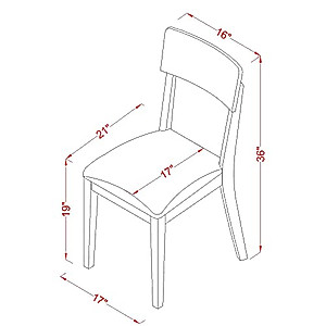 East-West Furniture ANAD5-LWH-LC Kitchen Dining Table Set - 4 Fantastic Wooden Dining Chairs with Faux Leather Seat - A Pedestal Dining Table (Linen White Finish)