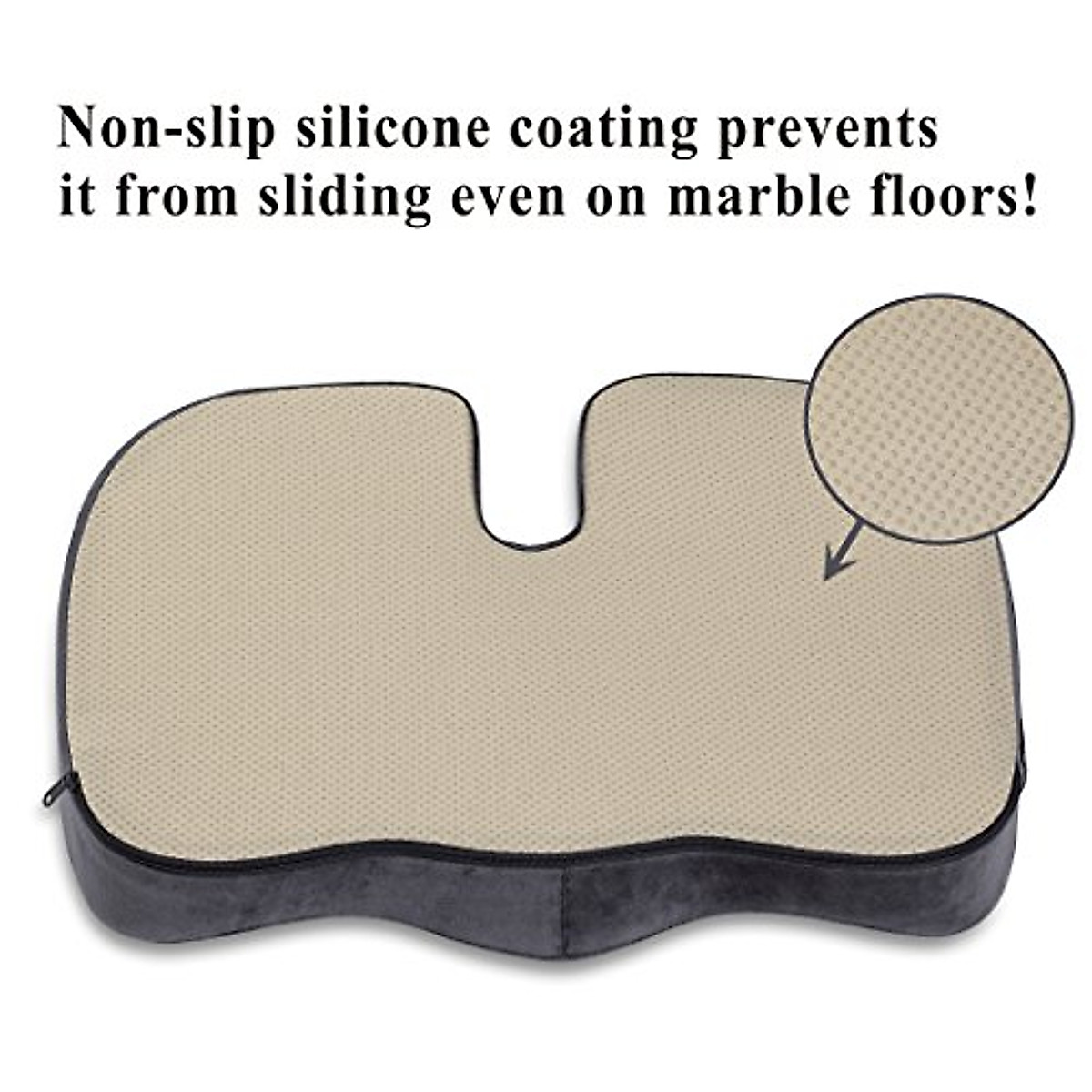 TravelMate Gel-Enhanced Memory Foam Seat Cushion – Perfect for Office Chair & Car Seat Cushion – Helps Relief from Tailbone Pain – Reduce Pressure on Coccyx & Hip – Non-Slip Washable Cover