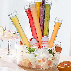 Drink Pouches for Adults and Popsicle Bags with Straws, 50 Pcs Smoothie Ice Pop Bags, 30 Pcs Hand-Held Reclosable Drink Bags, 30 Pcs Straws & Funnel