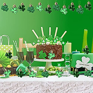 KIMOBER 36PCS St. Patrick's Day Shamrocks Ornaments,Green Luck Clover Hanging Baubles for Irish Festival Home Party Decoration