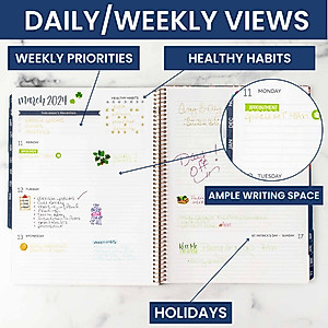 bloom daily planners 2023-2024 (8.5" x 11") Academic Year Day Planner (July 2023 - July 2024) - Weekly/Monthly Dated Agenda Organizer with Tabs - Modern Abstract, Navy