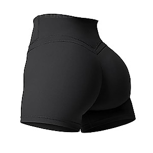 YEOREO Buttery Workout Shorts for Women High Waist Running Biker Shorts Spandex Scrunch Gym Yoga Shorts Black S