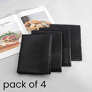 Pillowcases Queen Black Set of 4 Envelope Closure End Easy Fit for All Season Warm Soft and Breathable Material Machine Washable
