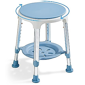 Realunisence Shower Chair for Inside Shower Swivel Shower Stools 300lb Adjustable Bathtub Chair Tool-Free Assembly Tub Seat Bench with Storage Tray for Seniors Elderly Handicap Disabled Blue