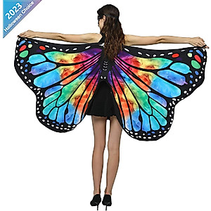 Shireake Baby Halloween/Party Costumes,Double-Sided Printing Fabric Butterfly Wings for Women,Butterfly Fairy Ladies Costume (147 x70 CM, Mutlicolor)