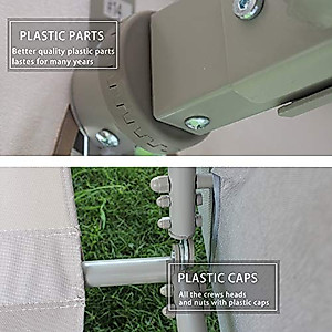 HomSof Outdoor Patio 3seater Metal Swing Chair Swing Bed with Cushion and Adjustable Canopy Champagne Color