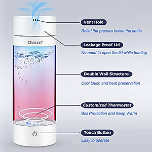 CHACEEF Travel Electric Kettle, 350ml Small Portable Kettle with Non-stick Coating, BPA Free, 3 Colors LED Water Boiler with Keep Warm Function, Fast Boil and Auto Shut Off Water Kettle, White