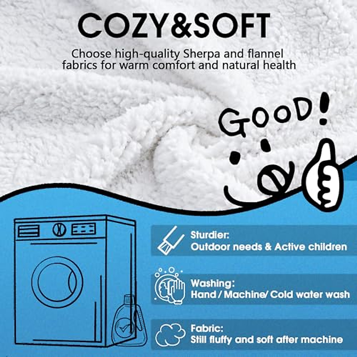 JOYWOO Wearable Blanket Hoodie, Oversized Hooded Blanket for Adult, Birthday Gifts for Women Men, Cozy Fuzzy Sherpa Sweatshirt Blanket with Giant Pocket and Zipper, Navy Blue