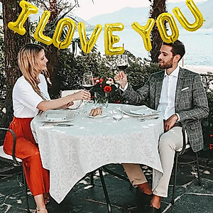 TONIFUL 16 Inch I Love You Balloons Valentine’s Day Decoration Letter Foil Balloons - Perfect for Romantic Valentine's Day Wedding Bridal Shower Anniversary Engagement Party Supplies（Gold）