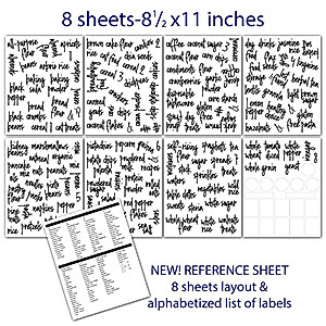 Pantry Labels Spice Jar Labels for Food Containers 168Pcs Kitchen Food Stickers Labels for Storage Bins Bottles Containers Black Text Preprinted Waterproof Removable