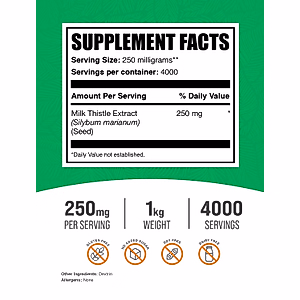 BulkSupplements.com Milk Thistle Extract Powder - Liver Support Supplement - Silymarin Milk Thistle - Milk Thistle for Dogs - Liver Cleanse - Fatty Liver Supplements (1 Kilogram - 2.2 lbs)