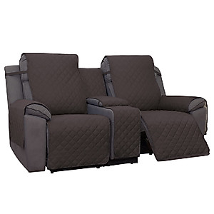 PureFit Recliner Cover, 2 Seat, Water Resistant, Reversible, Non-Slip, Washable, Chocolate/Beige