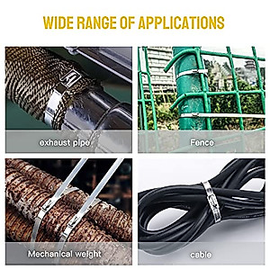 100 Pcs Stainless Steel Zip Ties Comes With Cutting Tools, Metal Cutting Shears for Cutting Stainless Steel Cable Ties -Suitable For Gardens, Farms, Chain Link Fences, Vehicles, Etc.