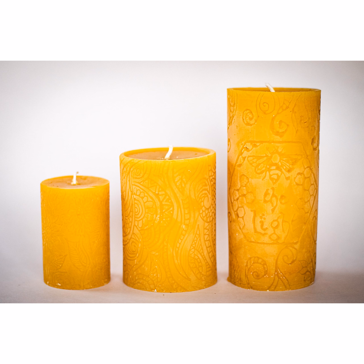 BeeTheLight Beeswax Pillar Candle - 100% Pure Bees Wax - Choose Your Size and Color - 24 Hour Burn Time - 2x3 - Unscented - Natural Light Honey Scent (Natural Yellow, Small)