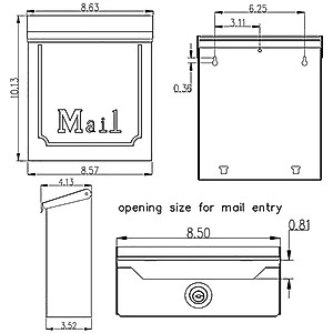 ARCHITECTURAL MAILBOXES Townhouse Vertical Small Capacity, Galvanized Steel Wall Mount Mailbox, 4.1 x 8.6 x 10.1 inches, Black