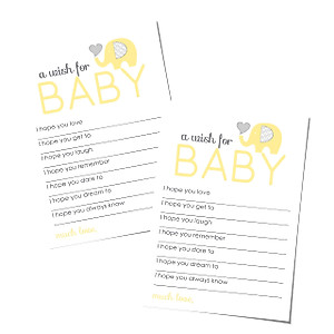 Paper Clever Party Yellow Elephant Wishes for Baby Shower Advice and Wish Cards Parents Keepsake Activity Gender Reveal Wishing Well Birthday Memory Ideas Pack of 20 4x6 Set