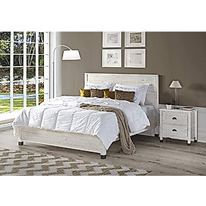 Baja Night Stand / 2 Drawer / Solid Wood / Rustic Bedside Table for Bedroom, Living Room, Sofa Couch, Hall / Metal Drawer Pulls, Shabby White