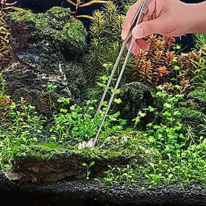 Skyeasure Aquascape Tools, Long Tweezers for Terrarium, Terrarium Tools, Stainless Steel Aquarium Plant Tools Fish Tank Cleaning Tools Aquarium Tweezers Scissors Spatula Set for Aquarium Starter Kit