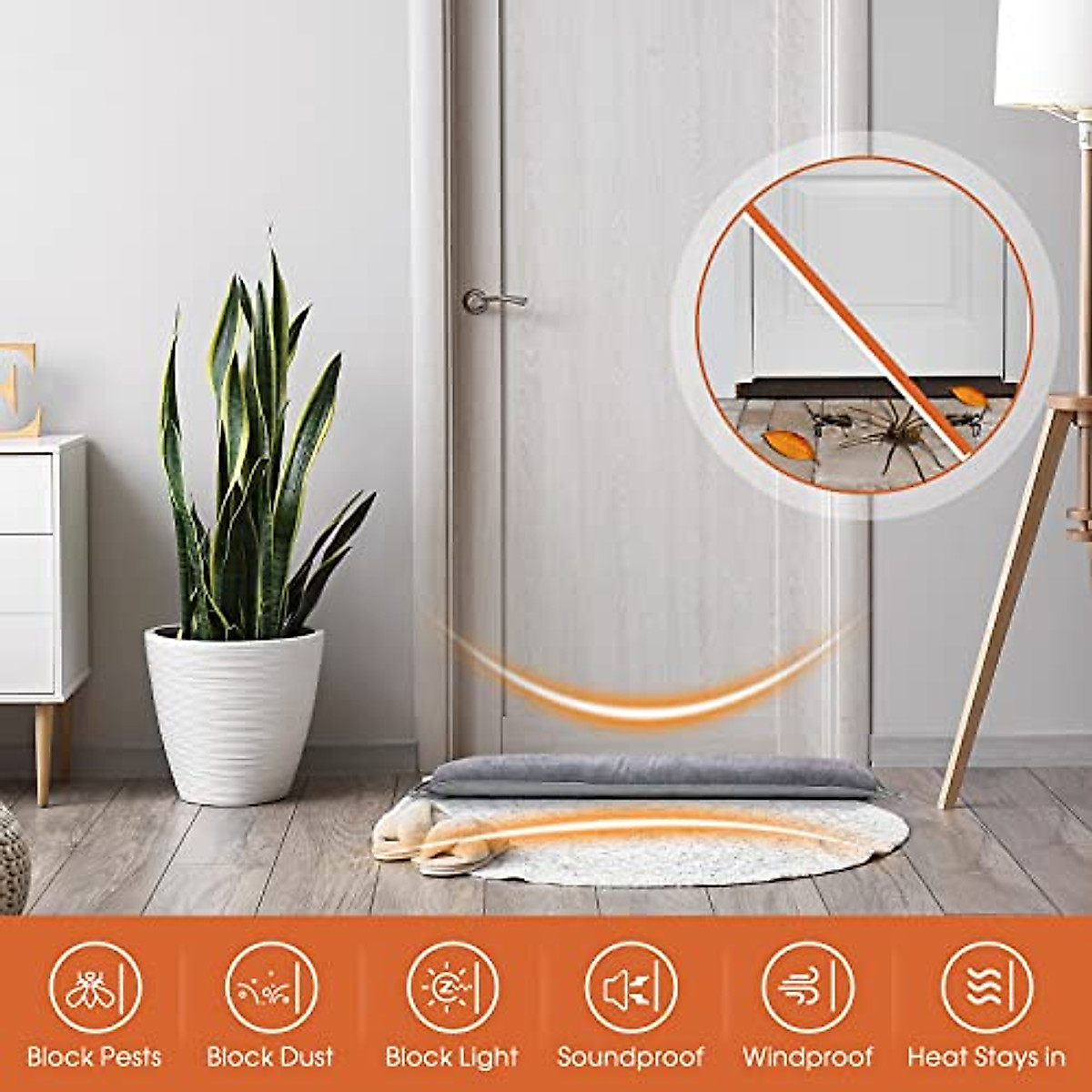 Door Draft Stopper,YOOGO 36 Inch Under Door Draft Blocker for Bottom of Door,Weighted Under Door Draft Noise/Wind/Light/Air/Dust/Odor Blocker for Apartment Door Gap Filler Bottom,Fabric Draft Guard