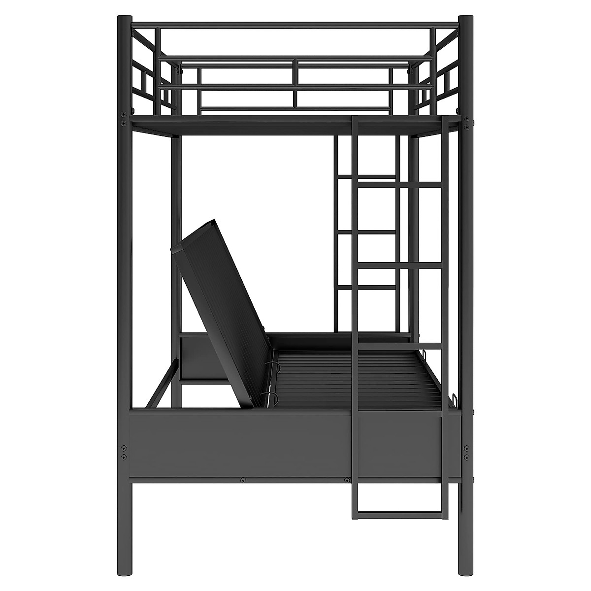 SOFTSEA Twin Over Full Metal Bunk Bed Industrial Style Twin Over Futon Bunk Bed for Kids (Futon Bunk)