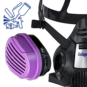 Dräger X-plore Combination Cartridge for Organic Vapors, Oil and Solid Particulates (OV/P100) | 2 Pieces | NIOSH-Approved X-plore 5500 Full-Face & 3300/3500 Half-Face Respirator Masks