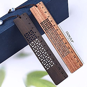 GGFLY Retro Rosewood Multifunctional Ruler Bookmark Chinese Style Gift Exquisite Carving Office Reading Book Clip Stationery
