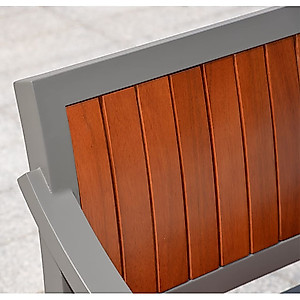 ARINAL Outside Bench Park Chair Outdoor Stainless Steel Bench Outdoor Garden Wrought Iron Leisure Chair Outdoor Wooden Balcony Seat Outdoor Patio Decor