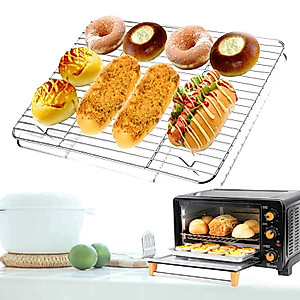 TeamFar Cooling Rack Set of 4, Roasting Baking Racks Stainless Steel for Baking Sheet Toaster Oven Pan, Healthy & Rust Free, Mirror Finish & Dishwasher Safe …