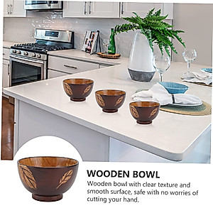 ABOOFAN 3 pcs leaves wooden bowl vegetable container pasta container rice bowls japanese Wooden Eating Bowl sushi rice bowl Wooden Salad Jujube wood Kitchen Wood Bowl Solid Wood Bowl salt