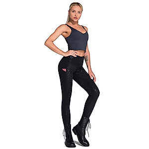 Dragon Fit High Waist Yoga Leggings with 3 Pockets,Tummy Control Workout Running 4 Way Stretch Yoga Pants (Medium, Black Leopard)