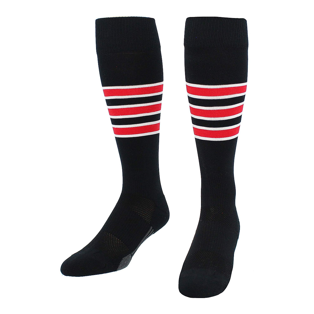 TCK Performance Baseball/Softball Socks (Black/White/Scarlet, Small)