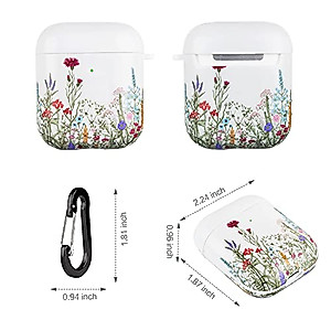 Cutebricase Airpods Case, Yellow Flowers Airpod Case for Women Girls Protective Hard Airpod Case Cover for Apple AirPods 2 & 1 with Keychain Compatible with Wireless Charging (Flowers)