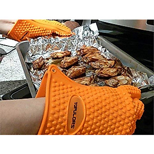 BBQ Grilling Gloves Oven Mitts Gloves for Cooking Baking Barbecue Potholder（Orange）