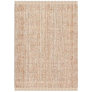 SAFAVIEH Natural Fiber Collection Area Rug - 8' x 10', Natural & Beige, Handmade Woven Fringe Jute, Ideal for High Traffic Areas in Living Room, Bedroom (NF828A)