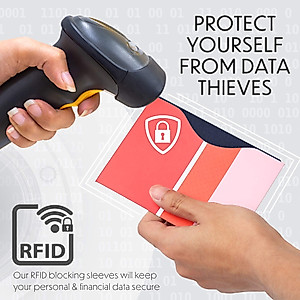 LotFancy RFID Blocking Sleeves (19 Pack, 14 Credit Card Protectors + 5 Passport Sleeves) for Identity Theft Protection, RFID Sleeves with Bright Color