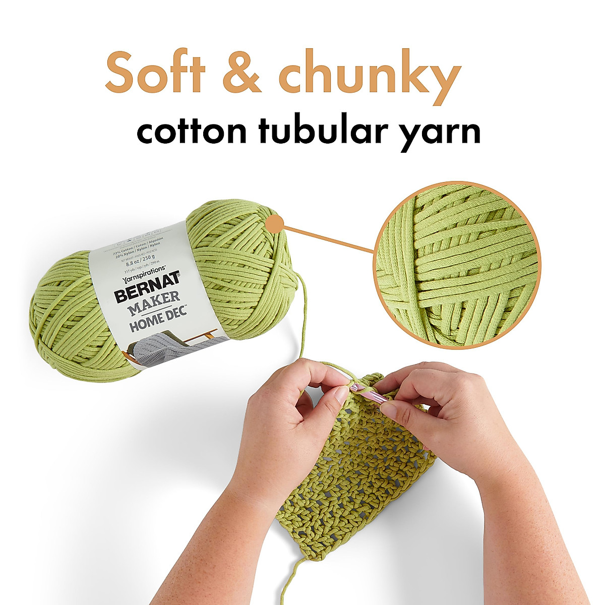 Bernat Maker Home Dec Cream Yarn - 2 Pack of 250g/8.8oz - Cotton - 5 Bulky - 317 Yards - Knitting/Crochet