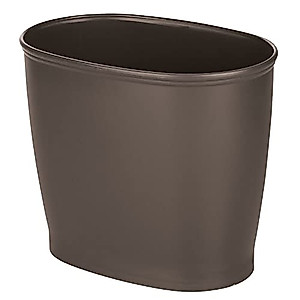 mDesign Plastic Oval Small 2.25 Gallon/8.5 Liter Trash Can Wastebasket, Garbage Container Bin for Bathroom, Kitchen, Office, Dorm - Holds Waste, Refuse, Recycling, Hyde Collection, 2 Pack, Dark Brown