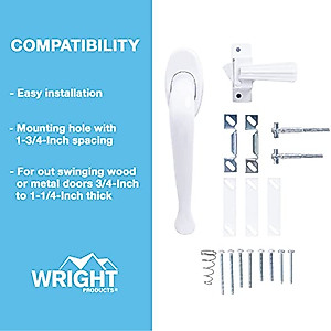 Wright Products - Villa Pull Handle for Screen and Storm Doors, White