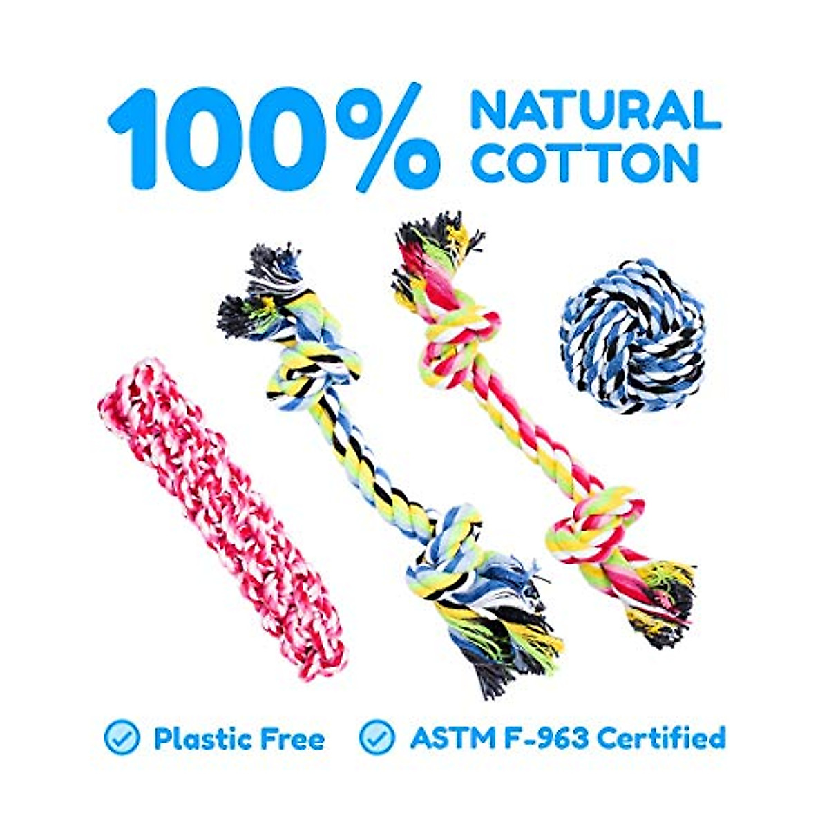 Pacific Pups Products for Dogs - Dog Toys for Aggressive Chewers, 11 Heavy Duty Dog Chew Toys for Aggressive Chewers, Cotton Puppy Chew Toys for Teething, Dogs Toys, Benefits Non-Profit Dog Rescue