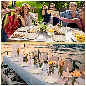 Maxcheck 50 Pcs Creamy White Scalloped Paper Plates with Gold Foil 9 Inches Disposable Paper Party Plates for Cake Dessert Birthday Baby Shower Wedding Tea Party Supplies