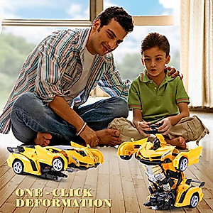 Dolanus Remote Control Car - Transform Robot RC Cars Contains All Batteries: One-Button Deformation and 360 Degree Rotating Drifting, Present Christmas Birthday Gift for Boys/Girls