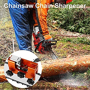 Chainsaw Sharpener, Chainsaw Sharpening Jig Hand-Cranked Chainsaw Sharpener Kit with 3 Grinding Rod, Chainsaw Sharpening Tool for Gas/Electric Chain Saw, Lumberjack and Garden Worker (Large Size)