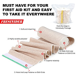 FRESINIDER Premium Elastic Bandage Wrap (7pack) Self Adhesive Cotton Latex Free Compression Bandage Wrap with Touch Closure at Both Ends, Support & First Aid for Sports, Medical, and Injury Recovery