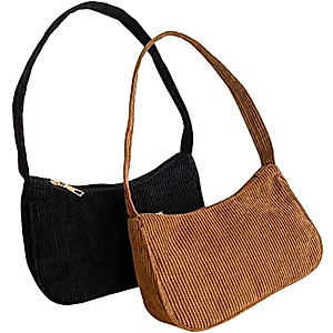 AIBEARTY Women Girls Corduroy Handbag Underarm Bag Retro Small Purse Shoulder Bag Clutch Tote