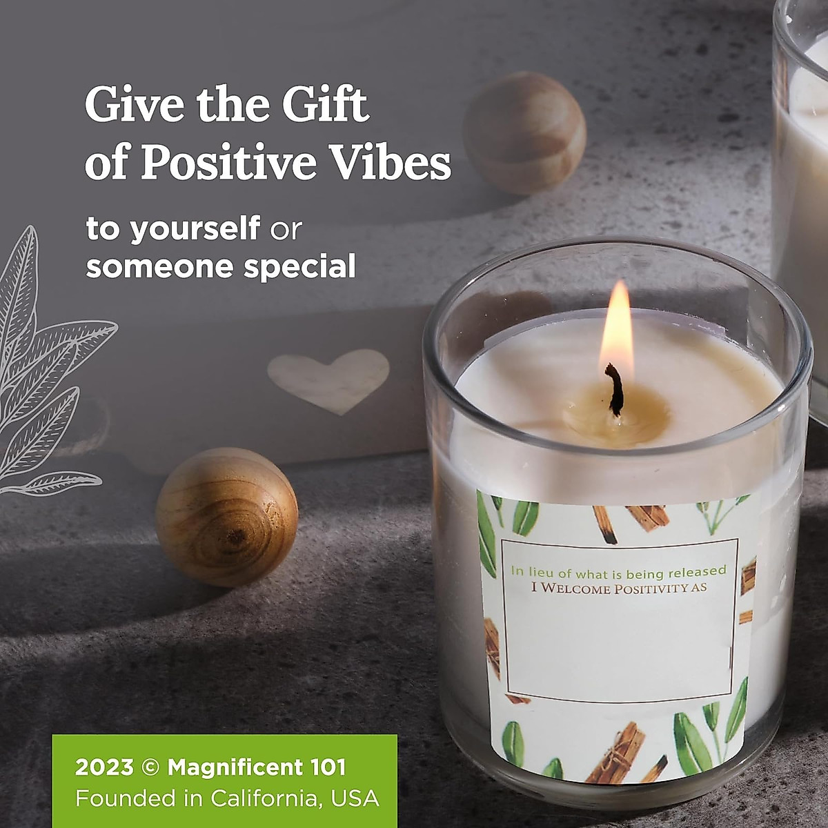 Magnificent 101 Set of 3 Long Lasting Pure Sage + Palo Santo Candles | 3.5 Oz Each - 42 Hour Burn | Made of Soy & Paraffin Free Candles for House Energy Cleansing & Manifestation