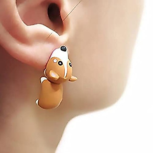 BTSEURY Stud Earrings for Girls Women,Earrings Simple, Cute Animal Bite Earring Fashion 3D Animal Clay Handmade Polymer Animal Earrings