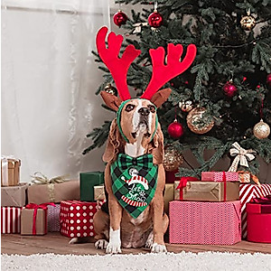 Dog Christmas Outfit,Christmas Dog Hat,6Pcs Christmas Dog Clothes Costume Dog Bandanas