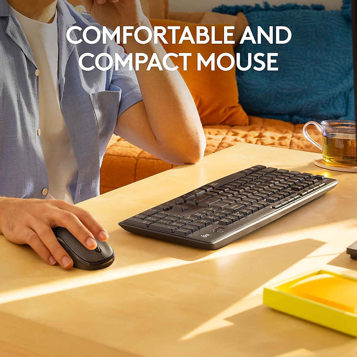 Logitech MK295 Wireless Mouse & Keyboard Combo with SilentTouch Technology, Full Numpad, Advanced Optical Tracking, Lag-Free Wireless, 90% Less Noise - Graphite