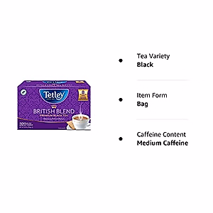 Tetley British Blend Premium Black Tea, 320 Tea Bags, Rainforest Alliance Certified, 320 Count (Pack of 1)