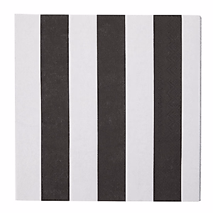 BLUE PANDA 144 Piece Black and White Party Decorations - Serves 24 Striped Party Supplies with Plates, Napkins, Cups and Cutlery for Birthday, Graduation